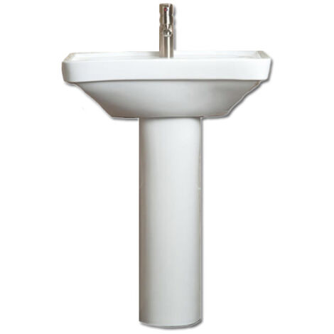 AKW Ergonomic Concave Basin with Full Pedestal 600mm Wide - 1 Tap Hole