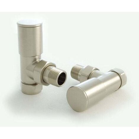 West Milan Angled Radiator Valves Pair - Satin Nickel