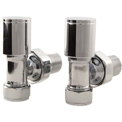 West Apex Angled Manual Radiator Valves Pair - Chrome