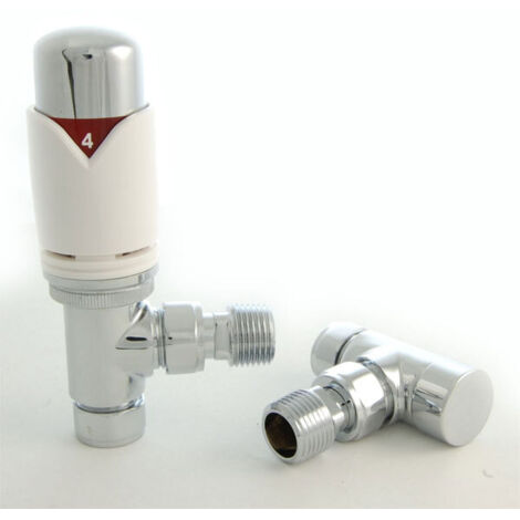 West Realm Thermostatic Radiator Valve Wheel-head and Lockshield Angled ...