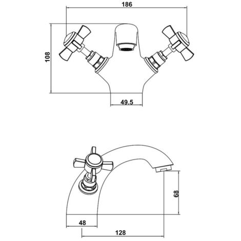 Signature Kensington Basin Mixer Tap Dual Handle with Click Clack Waste ...