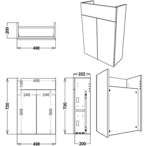 Signature Bergen Floor Standing 2-Door Slim Vanity Unit 500mm Wide ...