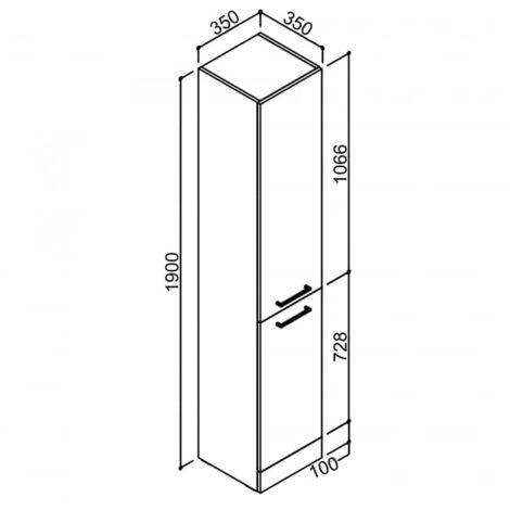 Signature Aalborg Floor Standing 2-Door Tall Unit 350mm Wide - White Gloss