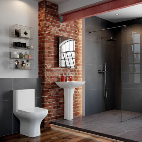 Signature Aztec Close Coupled Back to Wall Toilet with Push Button ...