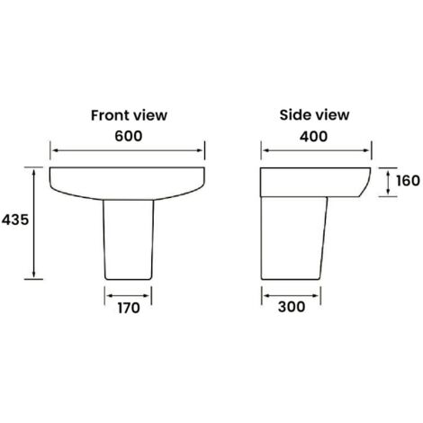 Signature Poseidon Basin and Semi Pedestal 600mm Wide - 1 Tap Hole