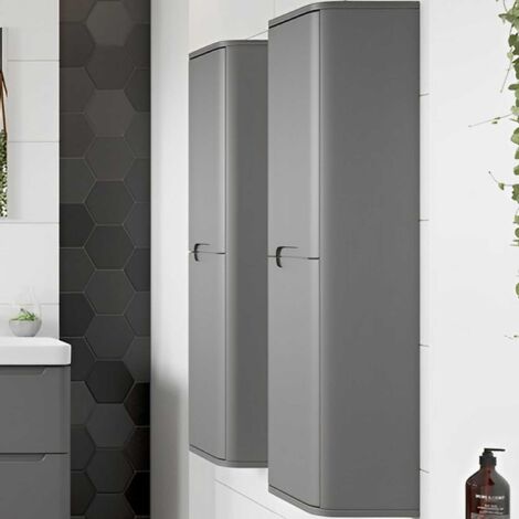 Signature Randers Wall Hung 2-Door Tall Unit 350mm Wide - Matt Grey