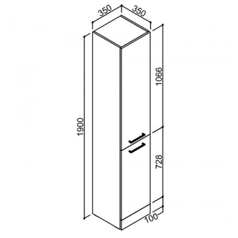 Signature Aalborg Floor Standing 2-Door Tall Unit 350mm Wide - Grey Gloss