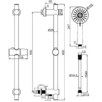 Signature Round Shower Slide Rail Kit with Three Function Handset ...