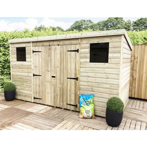 INSTALLED 12 x 7 Garden Shed Pressure Treated T&G PENT Shed - 2 Windows ...