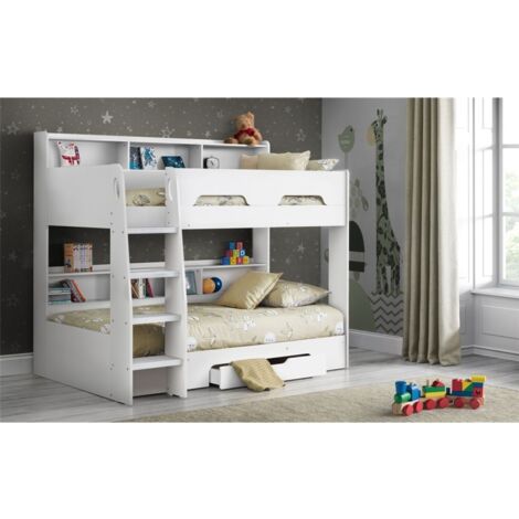 Pure White Book Case Bunk Bed 3ft (90cm)