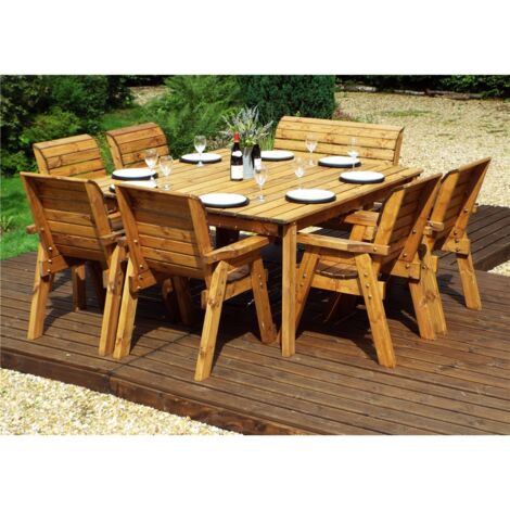 Traditional Eight Seater Table Set with 6 x Chairs & 1 x Bench