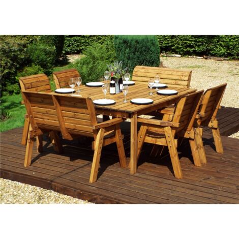 Traditional Eight Seater Table Set With 2 Benches & 4 Chairs