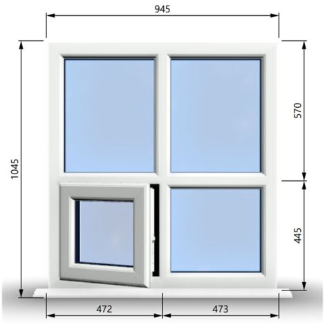 945mm (W) x 1045mm (H) PVCu StormProof Casement Window - 1 Bottom ...