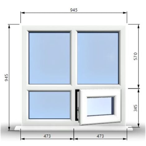 945mm (W) x 945mm (H) PVCu StormProof Casement Window - 1 Bottom ...