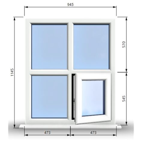 945mm (W) x 1195mm (H) PVCu StormProof Casement Window - 1 Bottom ...