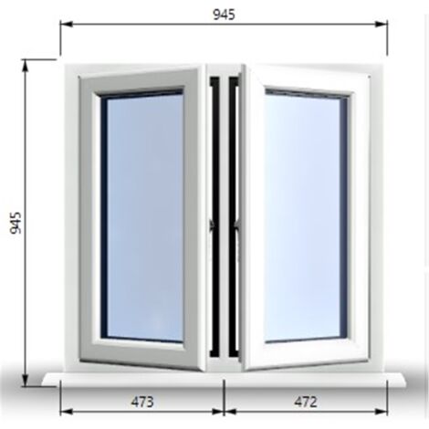 945mm (W) x 945mm (H) PVCu StormProof Casement Window - 2 Central ...