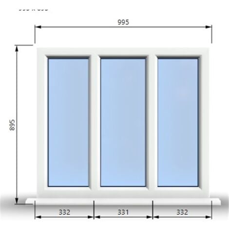 995mm (W) x 895mm (H) PVCu StormProof Casement Window - 3 Panes Non ...