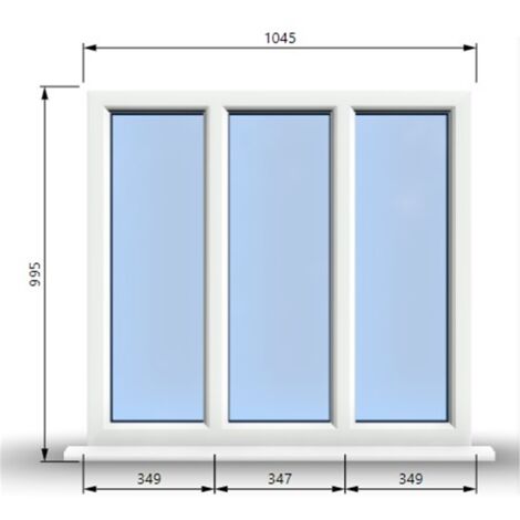 1045mm (W) x 995mm (H) PVCu StormProof Casement Window - 3 Panes Non ...