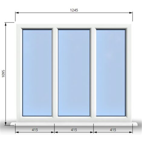 1245mm (W) x 1095mm (H) PVCu StormProof Casement Window - 3 Panes Non ...