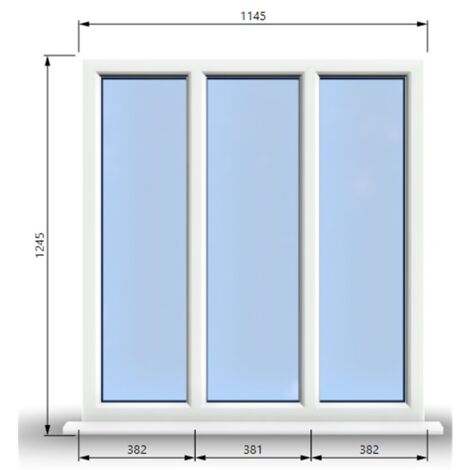 1145mm (W) x 1245mm (H) PVCu StormProof Casement Window - 3 Panes Non ...