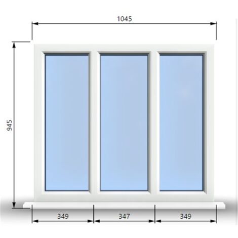 1045mm (W) x 945mm (H) PVCu StormProof Casement Window - 3 Panes Non ...