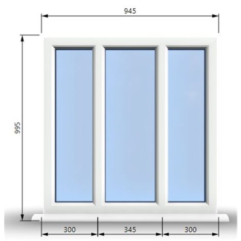 945mm (W) x 995mm (H) PVCu StormProof Casement Window - 3 Panes Non ...