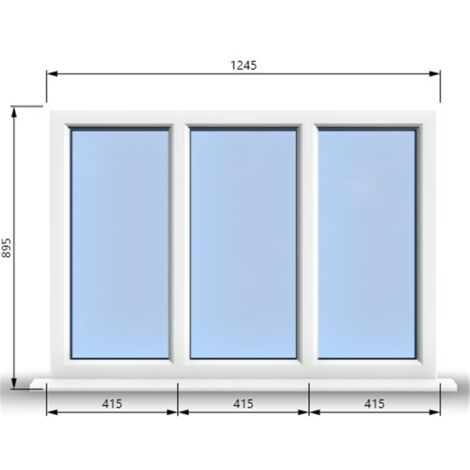1245mm (W) x 895mm (H) PVCu StormProof Casement Window - 3 Panes Non ...