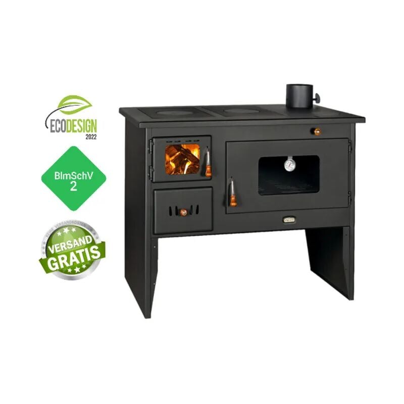 Poêle à bois. Puissance de chauffage de 16 kW. Poêle à combustible solide avec grand four ...