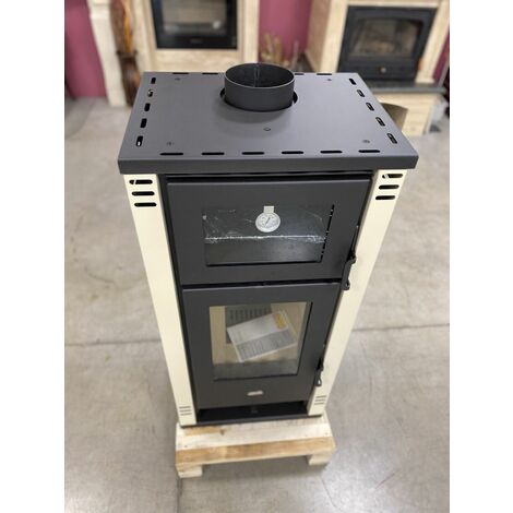 Poêle à bois avec four - Prity K2 GT F - 8.1 Kw - Ivoire
