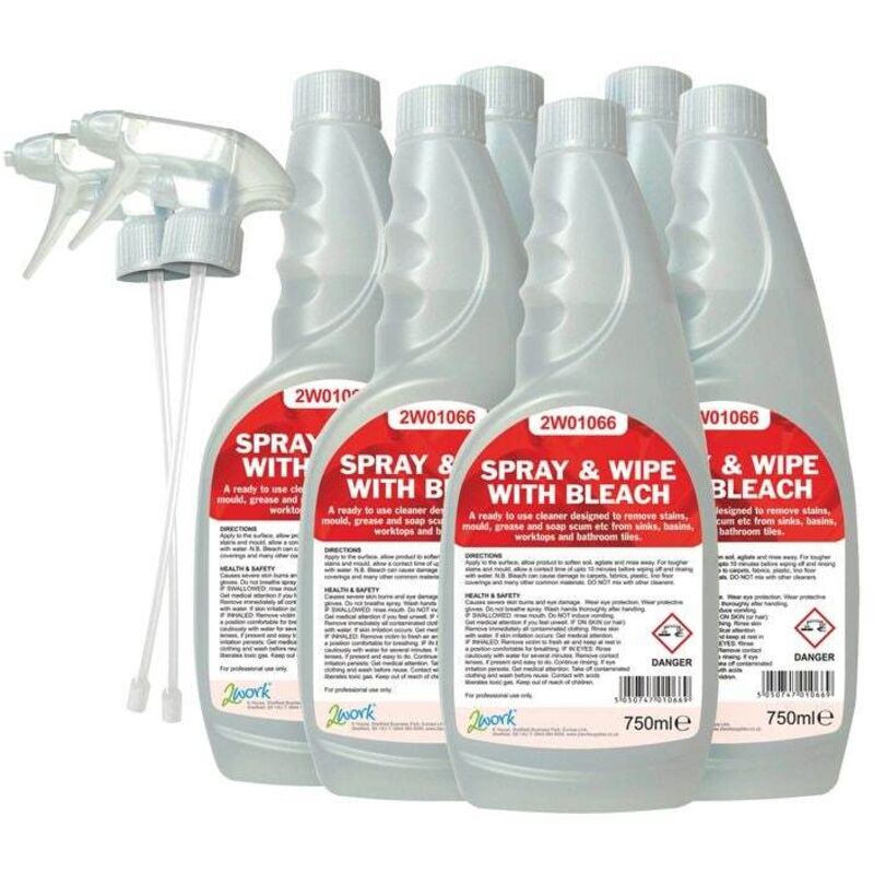 2Work Spray With Bleach 750ml Pk6