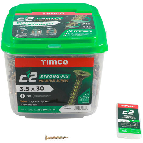 TIMCO C2 Strong-Fix Multi-Purpose Premium Countersunk Gold Woodscrews ...