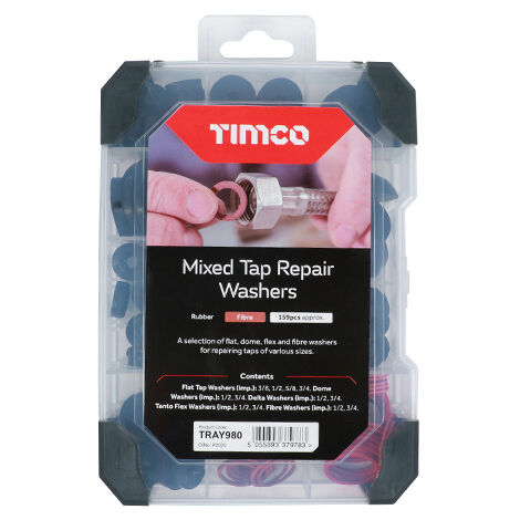 TIMCO Tap Repair Washers Mixed Tray - 159pcs Tray OF 1 - TRAY980