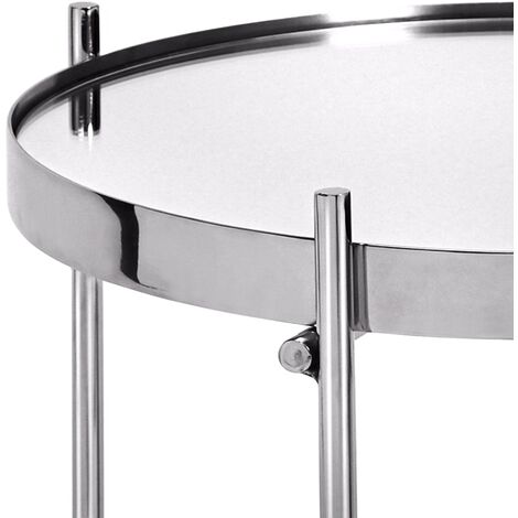 WOMO-DESIGN Table Basse Set 2 Pièces Ø43x45 + Ø75x35 cm Ronde, Argent ...