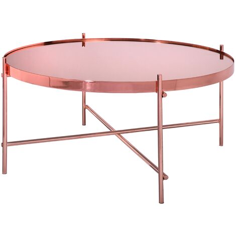 WOMO-DESIGN Table Basse Set 2 Pièces Ø43x45 + Ø75x35 cm Ronde, Cuivre ...
