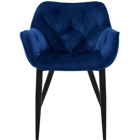 ML-Design Set de 2 Chaises de Salle à Manger, Bleu Foncé, Assise Rembourrée en Velours, Pieds ...
