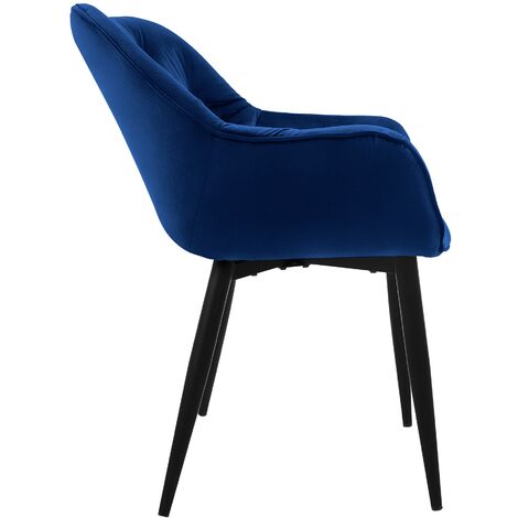 ML-Design Set de 2 Chaises de Salle à Manger, Bleu Foncé, Assise Rembourrée en Velours, Pieds ...