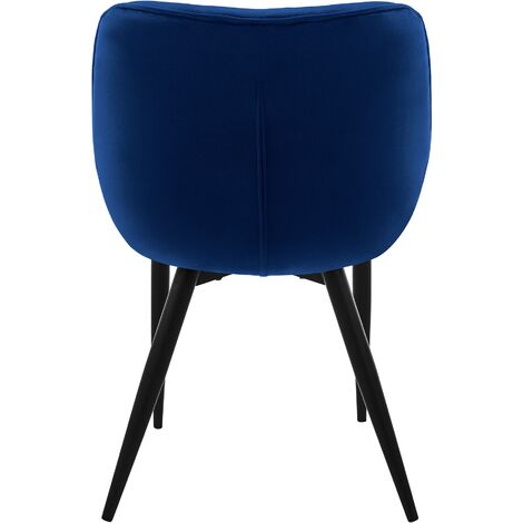 ML-Design Set de 2 Chaises de Salle à Manger, Bleu Foncé, Assise Rembourrée en Velours, Pieds ...
