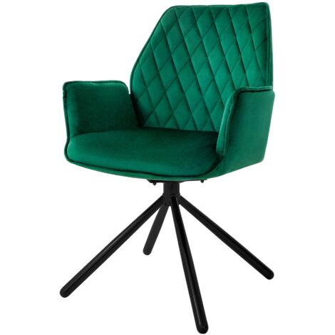 ML-Design Chaise de Salle à Manger Vert Foncé, en Velours, Pivotante ...