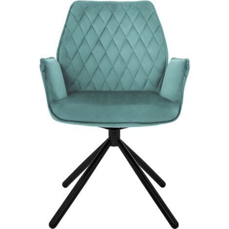 ML-Design Lot 4 Chaises de Salle à Manger, Sauge, en Velours, Pivotante, avec Accoudoirs et ...