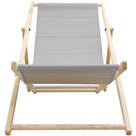 ECD Germany Chaise Longue Pliante Chilienne en Bois de Pin, Gris Clair, Dossier Réglable, 3 ...