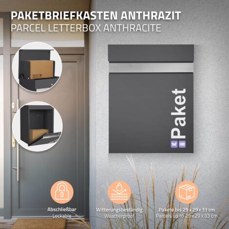 ML-Design Boîte à Colis 44x35x58 cm Anthracite, Acier Galvanisé ...