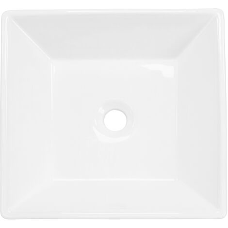 ML-Design Lavabo en Céramique, Blanc, 41x41x12 cm, Forme Anguleux, avec ...