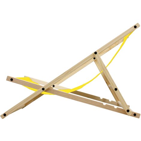 ECD Germany Chaise Longue Pliante Chilienne en Bois de Pin, Jaune, Dossier Réglable, 3 Positions ...