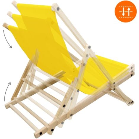 ECD Germany Chaise Longue Pliante Chilienne en Bois de Pin, Jaune, Dossier Réglable, 3 Positions ...