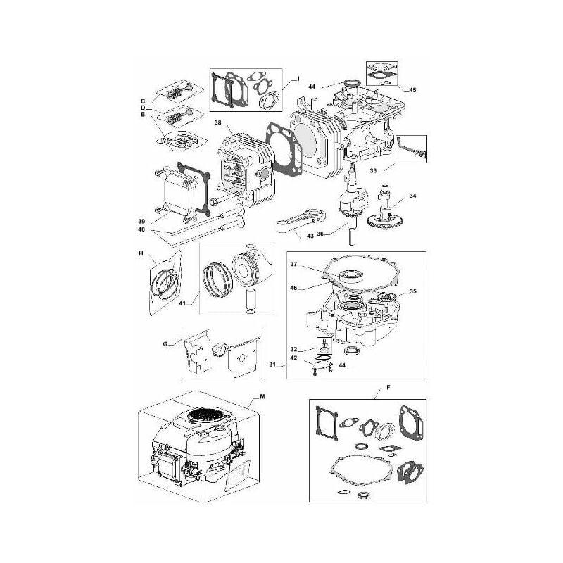 Esploso spaccato motore serie tre trattorino rasaerba castelgarden TRE ...