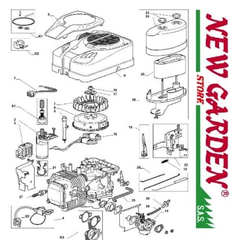 Esploso spaccato motore serie tre trattorino rasaerba TRE 801 GGP ...