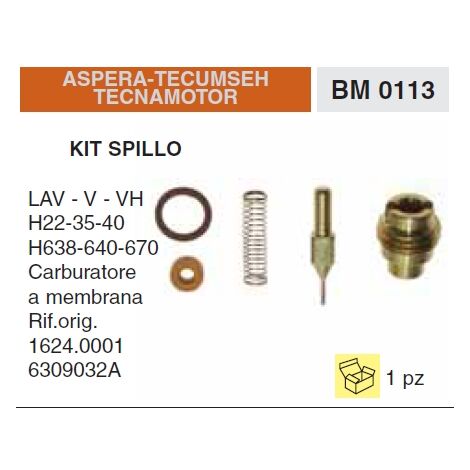 Kit spillo carburatore motore trattorino rasaerba TECUMSEH LAV V VH ...