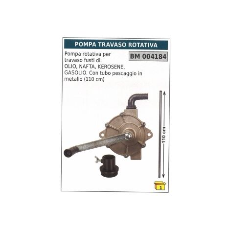 Pompa rotativa per travaso fusti olio nafta benzina kerosene tubo ...