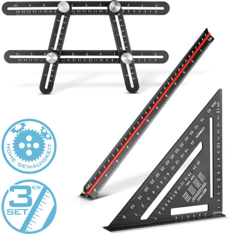 STAHLWERK Set di righelli con righello multi-angolo, righello ...