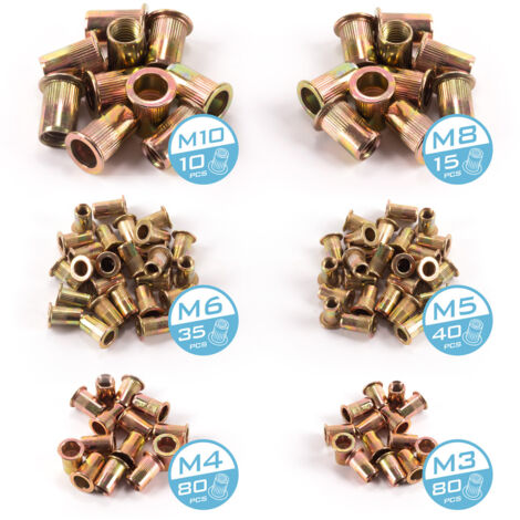 STAHLWERK Set di dadi per rivetti 500 pezzi rivetti filettati Manicotti